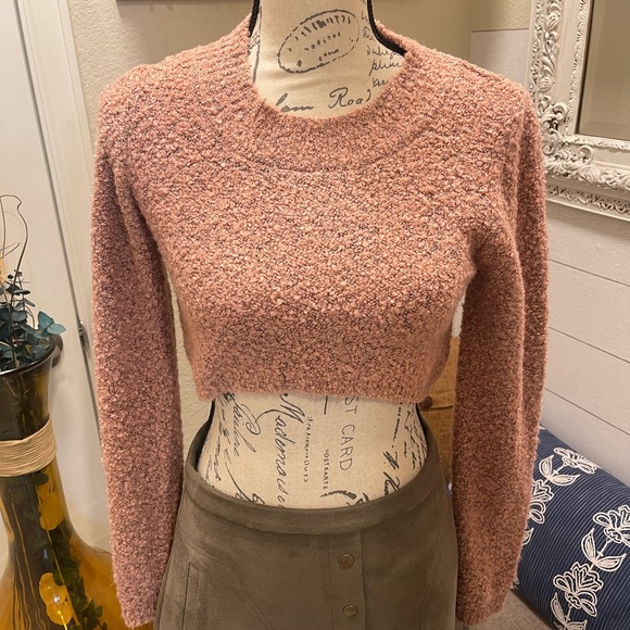 wild fable | Tops | Fuzzy Pink Cropped Sweater Wild Fable S | Poshmark